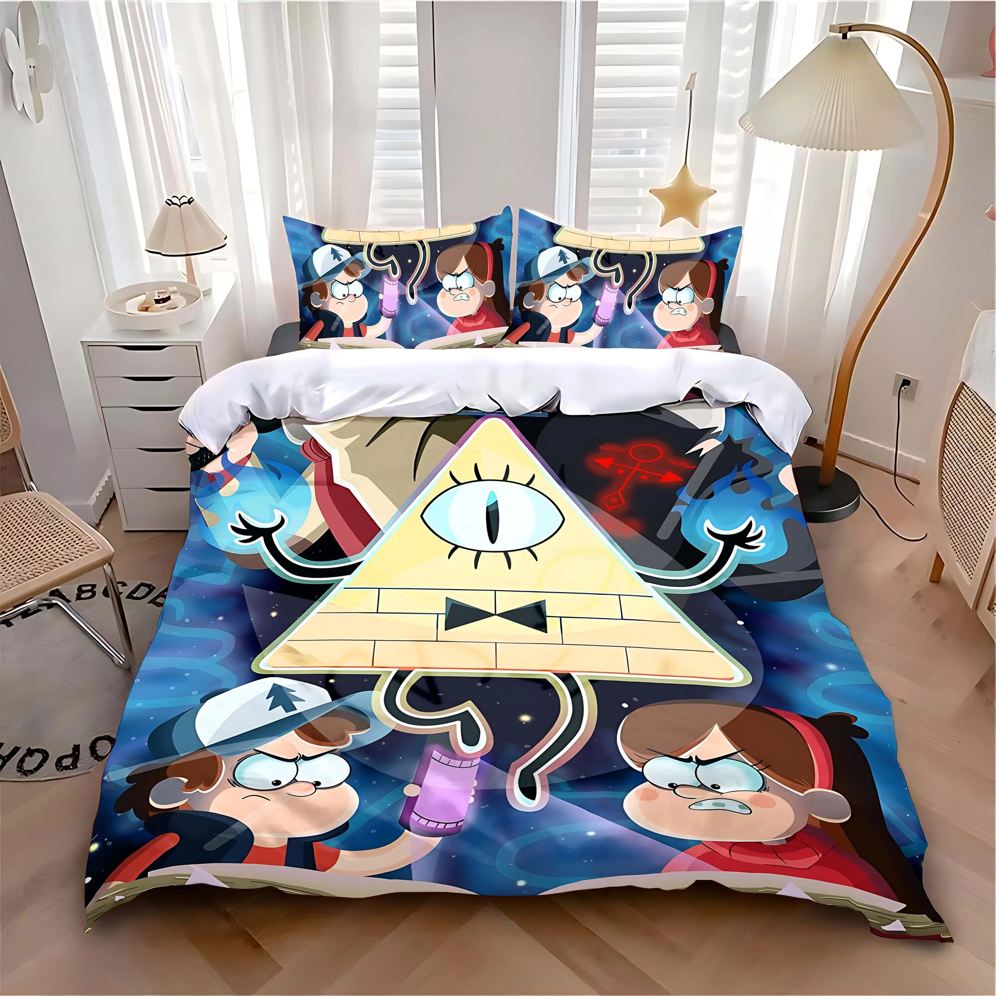Пододеяльник, наволочка, комплект постельного белья, игра G-Gravity F-Falls, украшение для спальни для взрослых, мальчиков и девочек, детский одинарный, двойной, большой размер, 4, EU single(135x200cm)