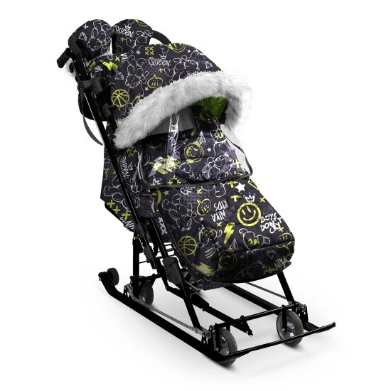 Санки-коляска Nika Ника детям 7-8SN граффити лимонный