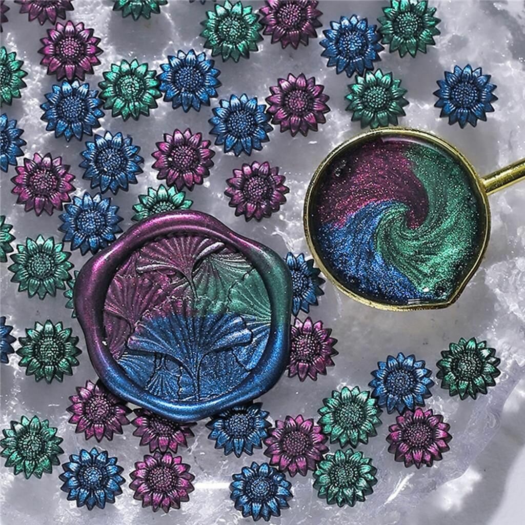 Печать,1 набор из 100 зерен восковой краски Aurora mixed color fire paint-фиолетовое птичье зеленое перо