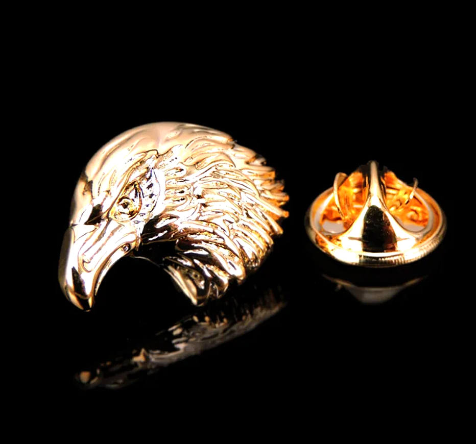 Значок на рюкзаки , одежду и кепки "Орел"/ Золотистый / Премиум линейка значков