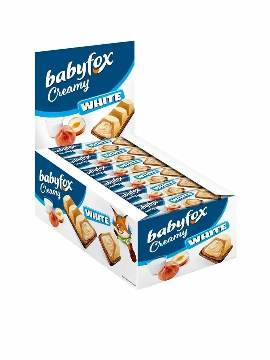 Батончик вафельный КДВ BabyFox Creamy White, 24 шт, 18.2 гр