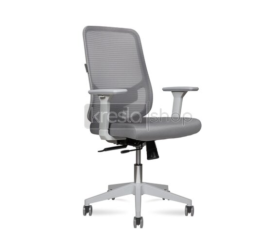 Кресло для персонала Norden Бэст LB грэй / Best LB grey WH256BG серая сетка, серая ткань, сиденье слайдер