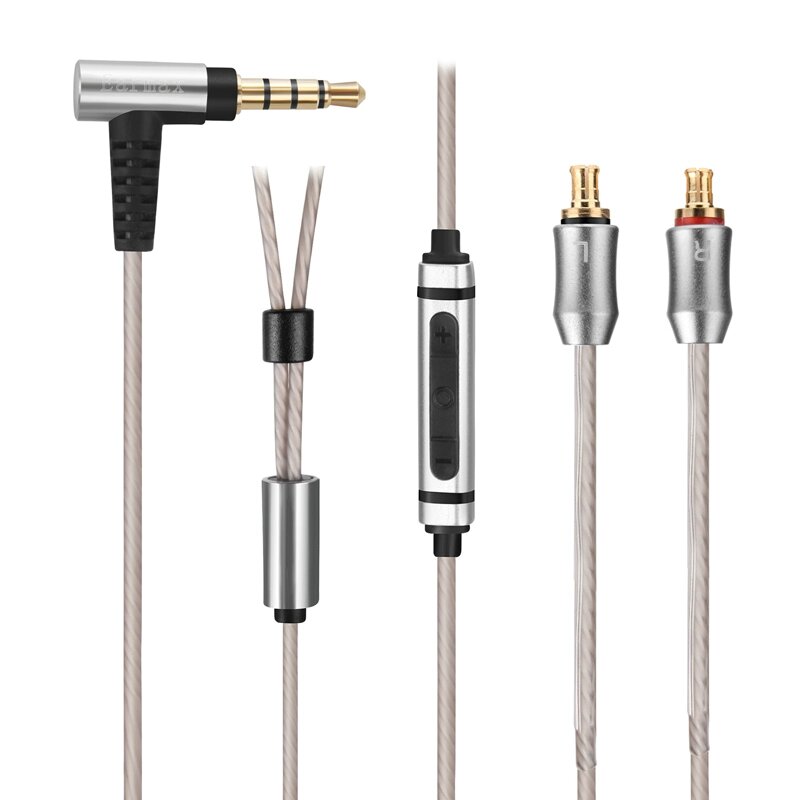Аудио-Техника ATH-LS50/70/E40/50/70/LS200/LS300 Серебряный плетеный наушник кабель изогнутый разъем с регулятором