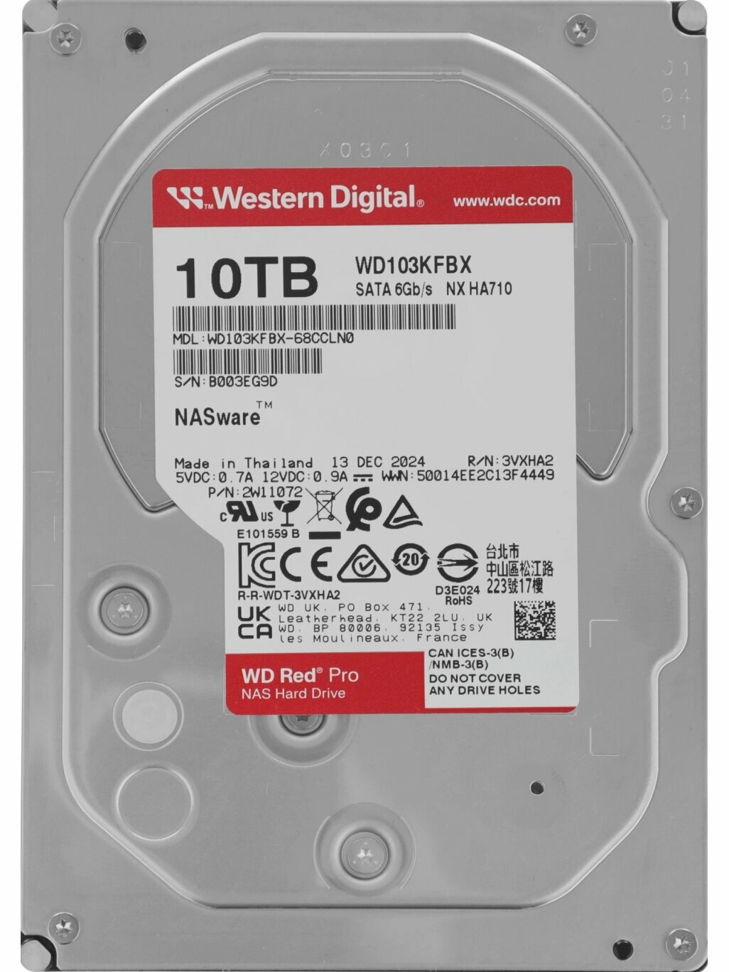 Жесткий диск WD Red Pro WD103KFBX 10TB, SATA III, 3.5"