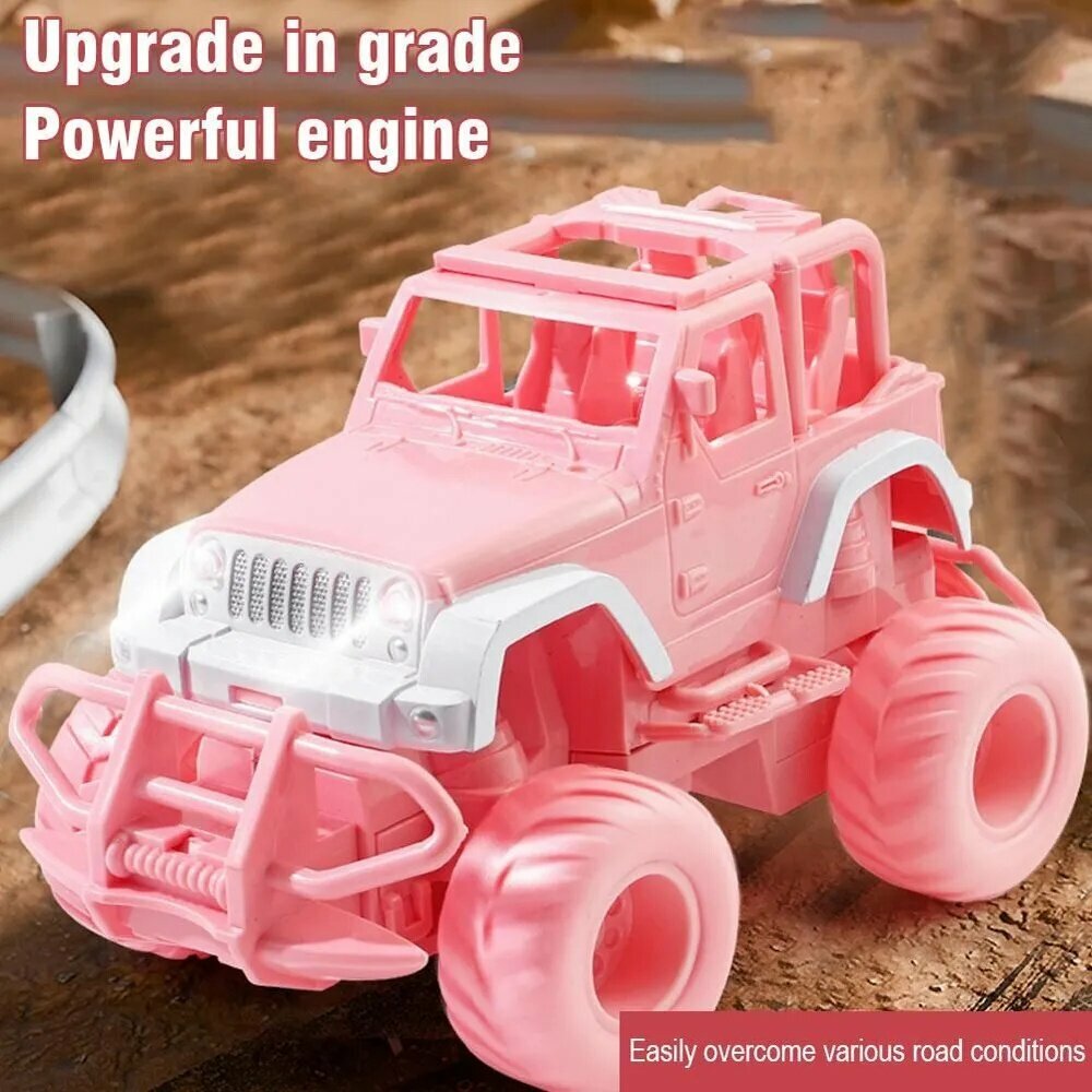 Радиоуправляемая машинка-джип для детей 5-12 лет, большая розовая с подсветкой, Пульт управления, внедорожник, Игрушка-подарок для мальчиков и девочек