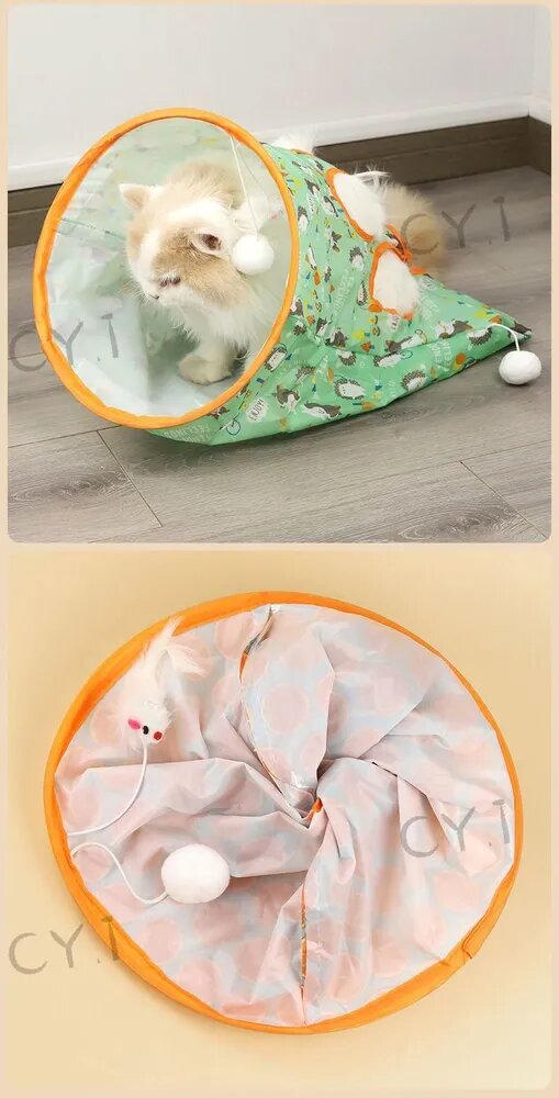 Кошачья игрушка, звенящий бумажный туннель
