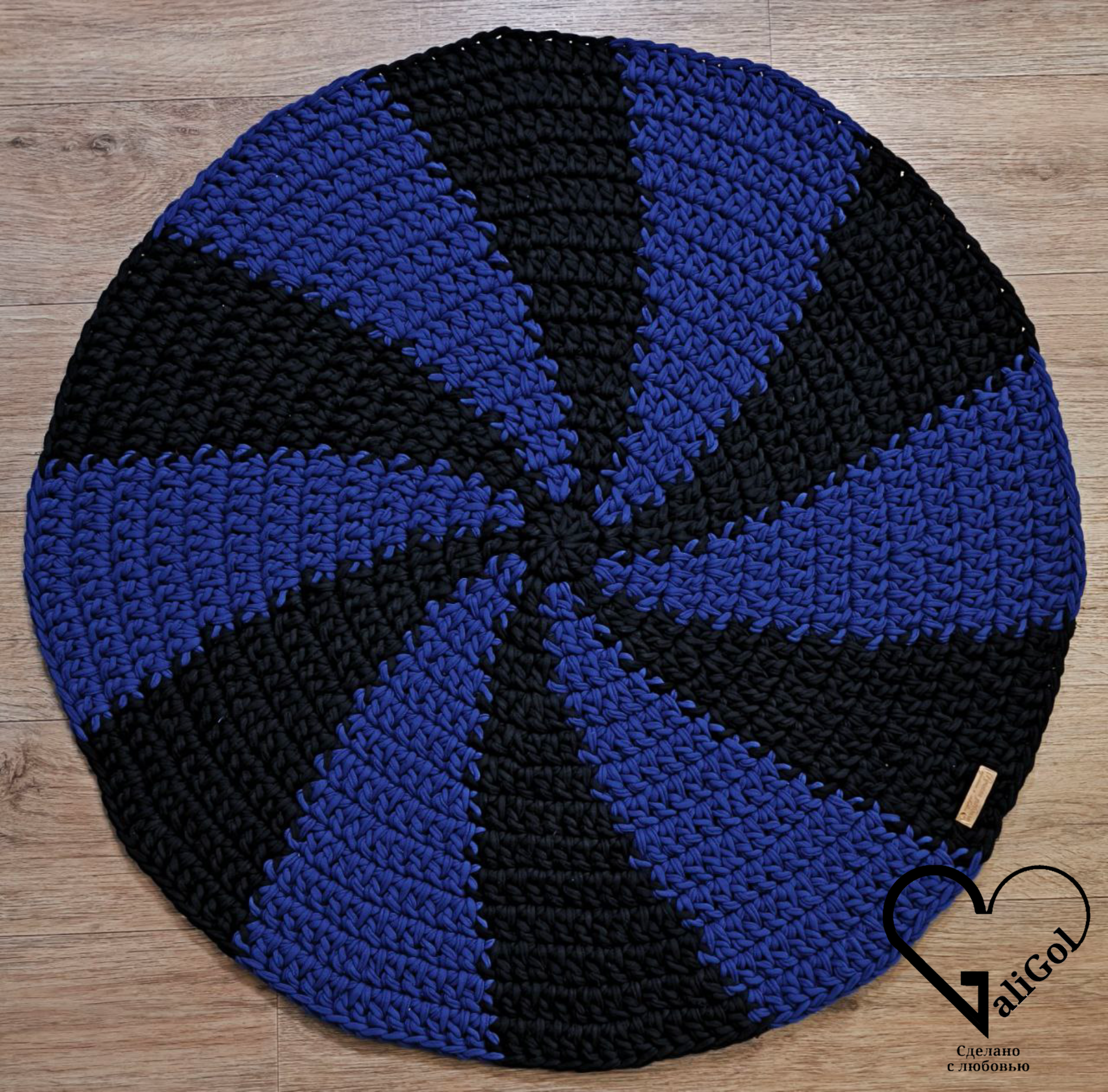 Эко коврик. Круглый вязаный хлопковый ковер, ручной работы для гостиной, спальни, детской, прихожей, ванной и бани.