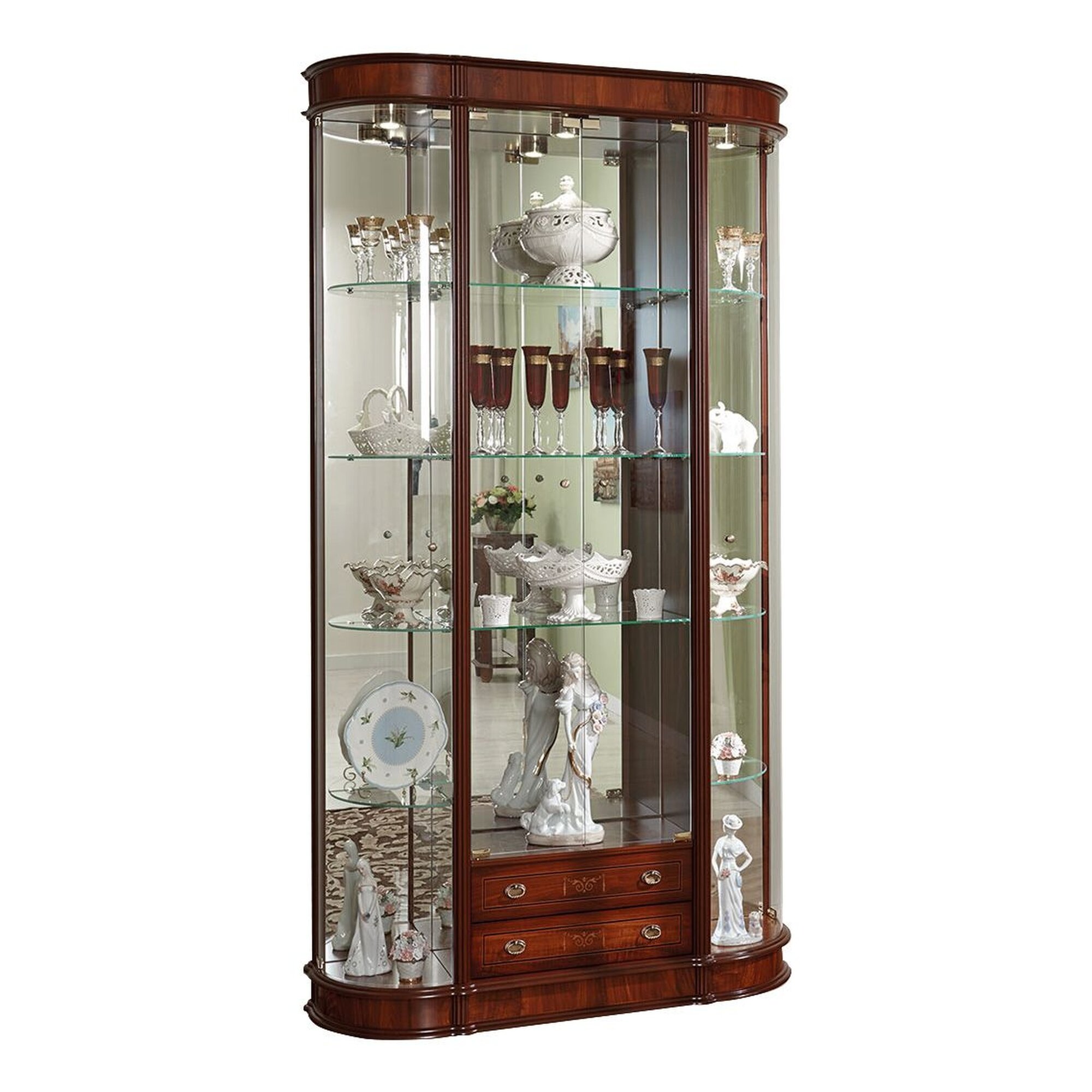 Витрина Dana №782, МДФ/ДСП, 213 х 117.5 х 33 см, цвет Орех Пекан