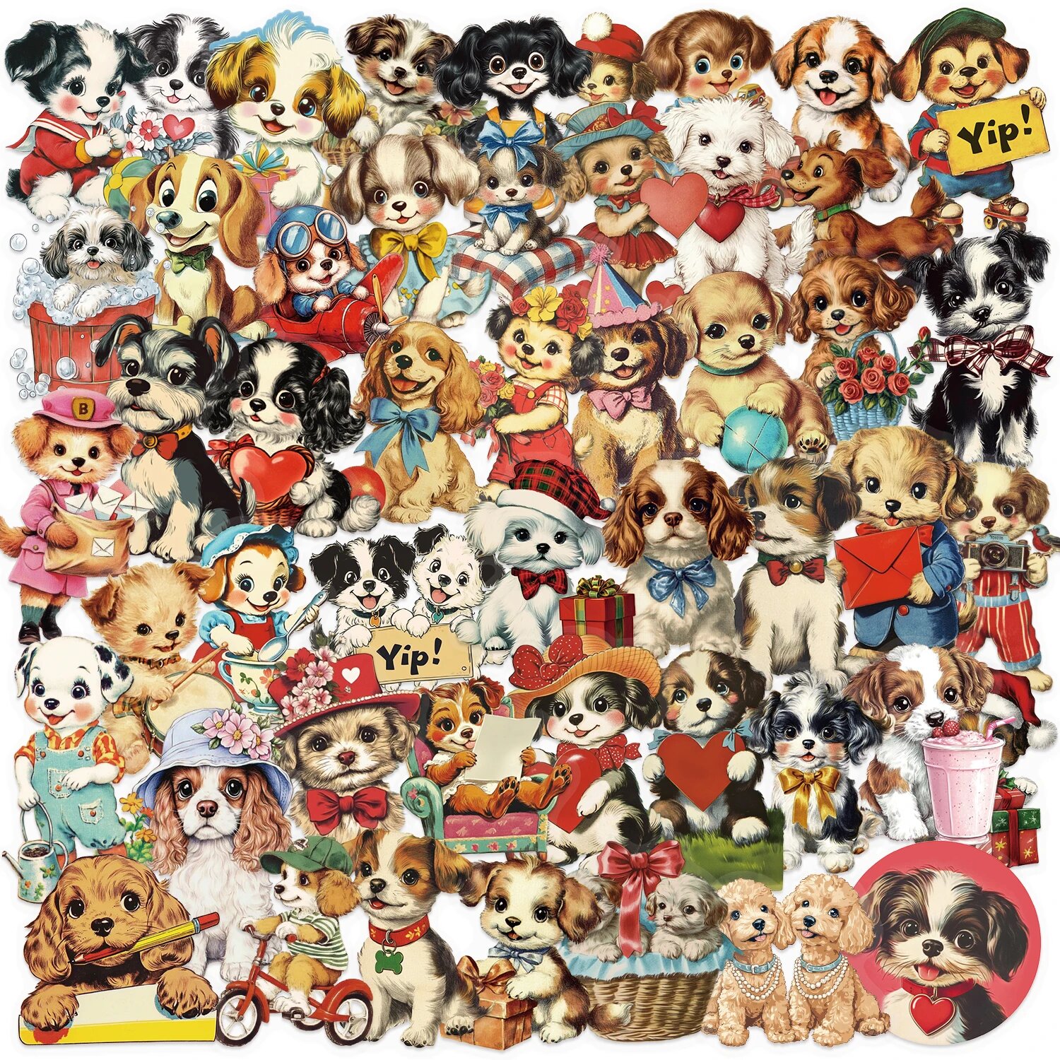Kawaii Retro Puppy Stickers