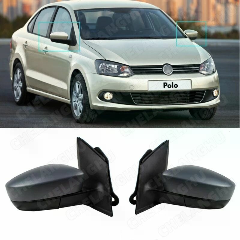 Зеркало заднего вида для VW Polo 2005 2006 2007 2008 2009 2010, заднее зеркало в сборе с ручной регулировкой, слева.