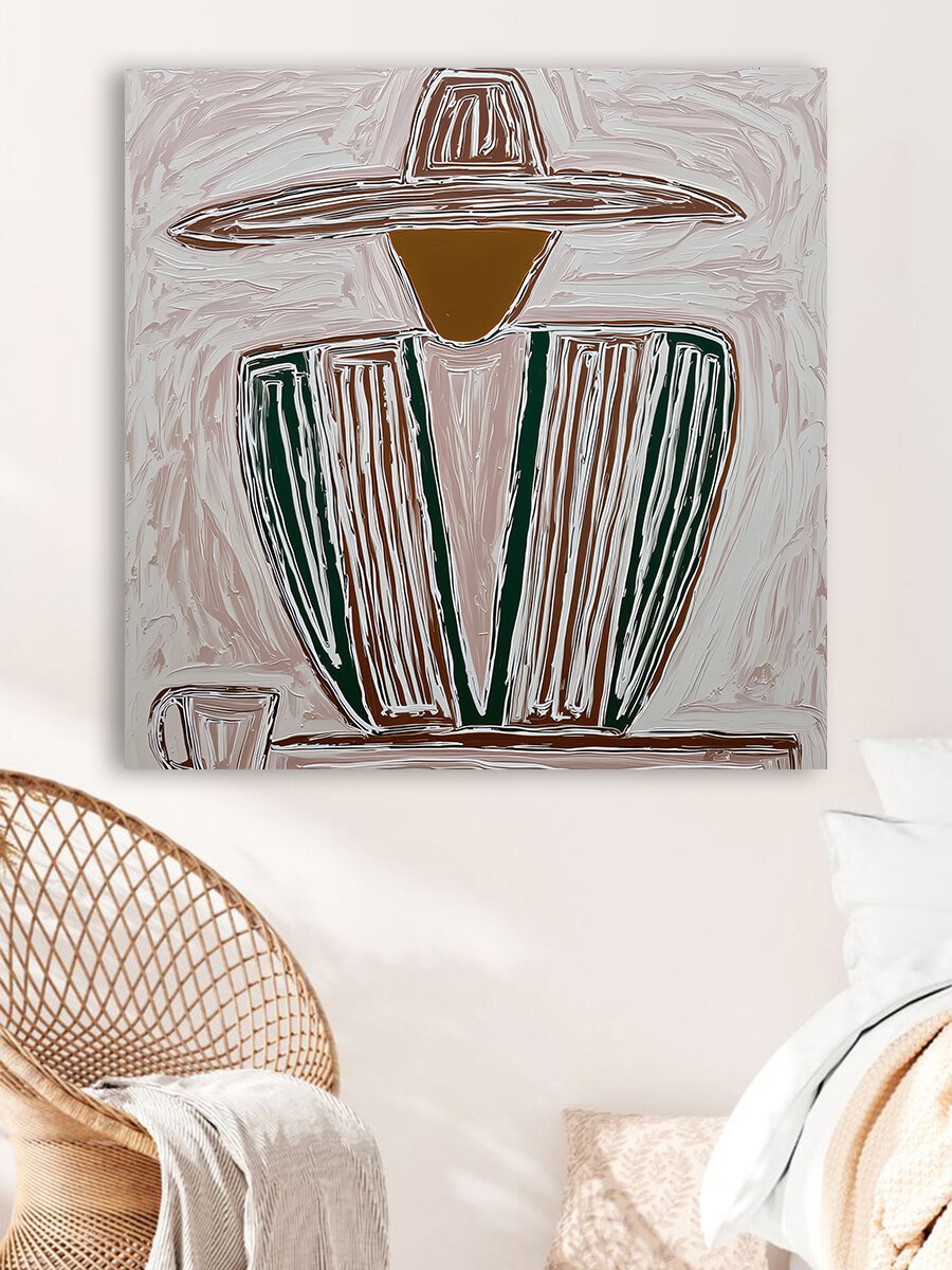 Картина интерьерная - "Абстрактный минимализм с эффектом 3D, бетон, штукатурка (картина плоская печать на холсте)" , 50х50 см.