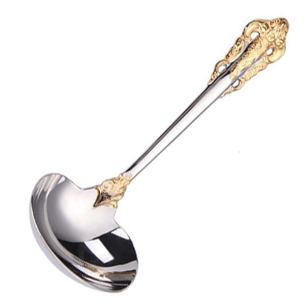 Стальная черпак для супа и соусов, подходит для посудомоечной машины, Местное золото