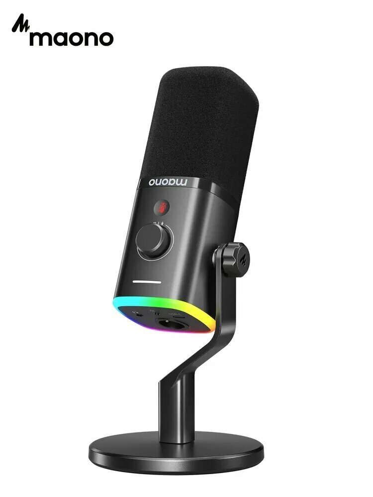 Динамический микрофон Maono PD100X, интерфейс USBC/XLR, RGB-подсветка, подходит для игр, прямых трансляций и компьютеров