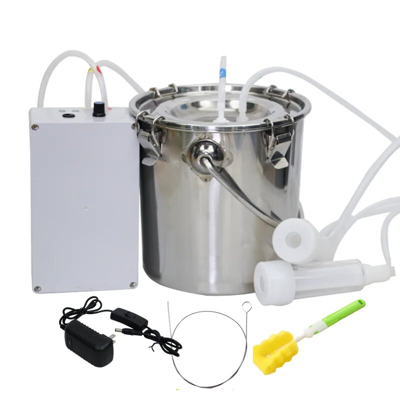 Новый электрический доильный аппарат 5L для крупного рогатого скота, коз, 220 В, пульсирующий доильный аппарат, ведро для доения, вакуумный насос из нержавеющей стали pulse for goat