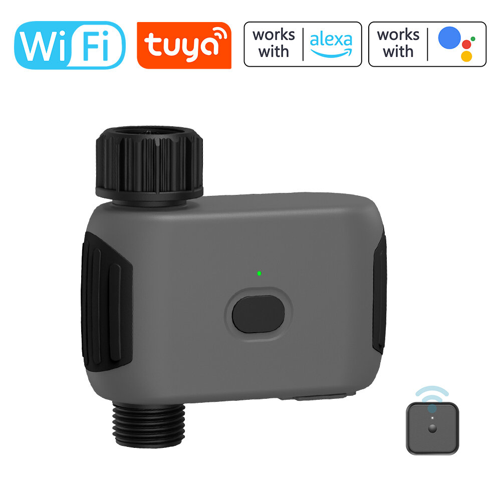 Таймер полива для полива через Wi-Fi Tuya, интеллектуальная система полива с датчиком дождя, задержкой, контроллер автоматического полива, резьба BSP 3/4 дюйма, водонепроницаемость IP55, комплект: 1 таймер полива, 1 шлюз