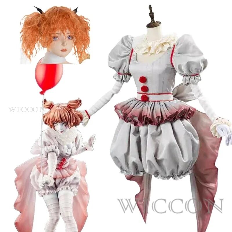 Косплей костюм Пеннивайз женский S, CostumeB and wig