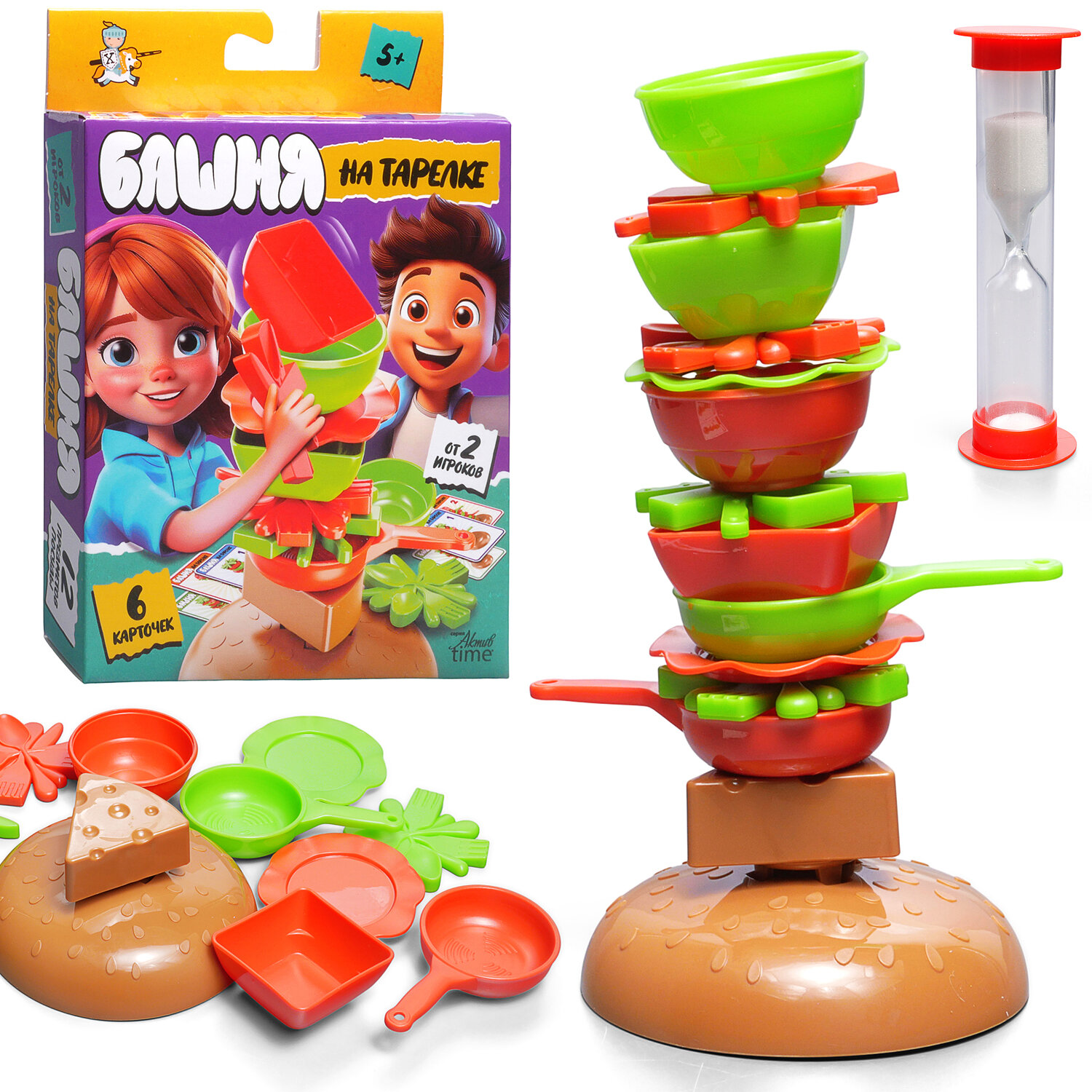 Игра настольная "Башня на тарелке" серия Active time, детям от 5 лет