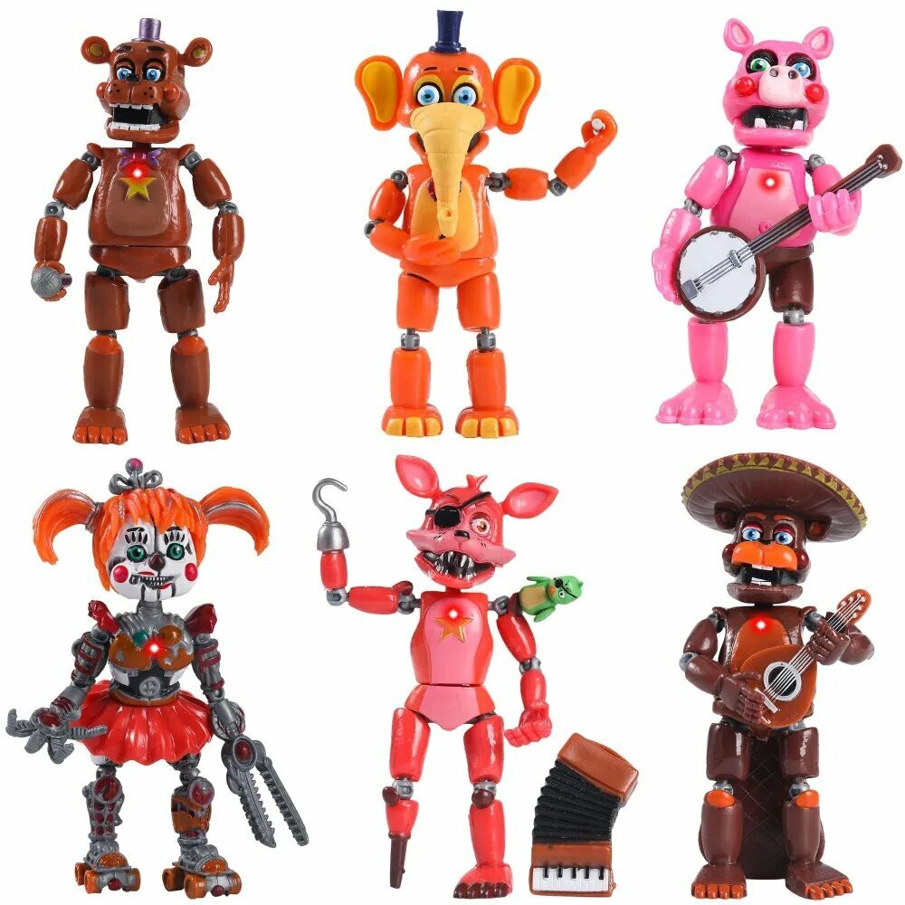 Набор игрушечных фигурок из игры ужасов 6 штук, вдохновленный игрой Five Night Figures