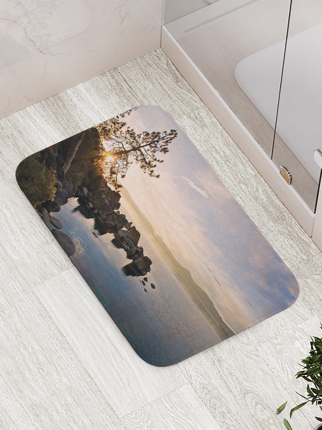 Коврик для ванной комнаты, туалета "Каменный берег" противоскользящий, 52х77 см, JoyArty