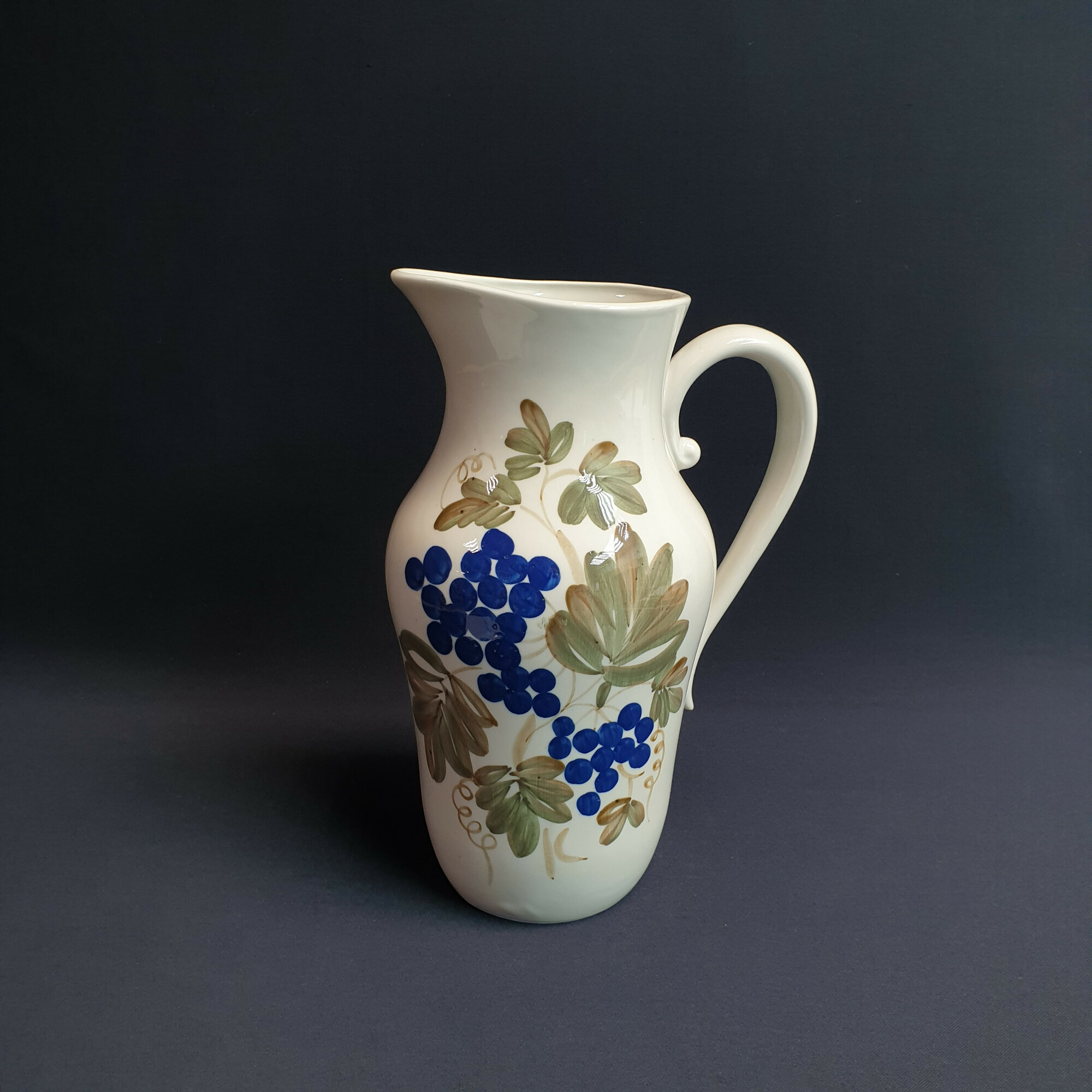 Кувшин, фарфор ручная 1.2 л роспись 25 см, винтаж СССР