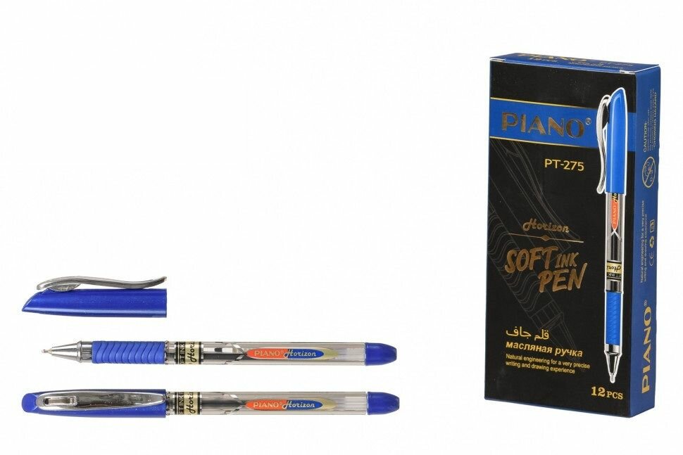 Ручка шариковая Miraculous "Piano Horizon", синие чернила на масляной основе, прозрачный корпус (PT-275-12)