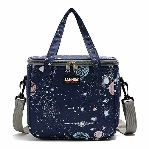 Многоразовая утепленная термопакет для обеда, lunch box для взрослых женщин, для работы, офиса, открытом воздухе, путешествий, пикника, пляжа, вечеринки BBQ (Galaxy), размер 9.5 x 5.9 x 7.9 дюймов, вес 0.25 кг, материал: прочный полиэстер + 5мм пена PE +