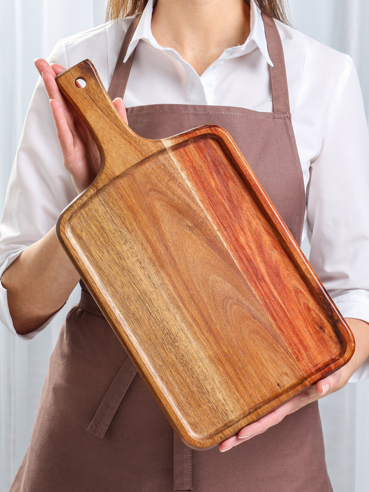 Менажница Daniks из натуральной акации 43х22х2 см, деревянная сервировочная доска для закусок и сыра, PS66243A