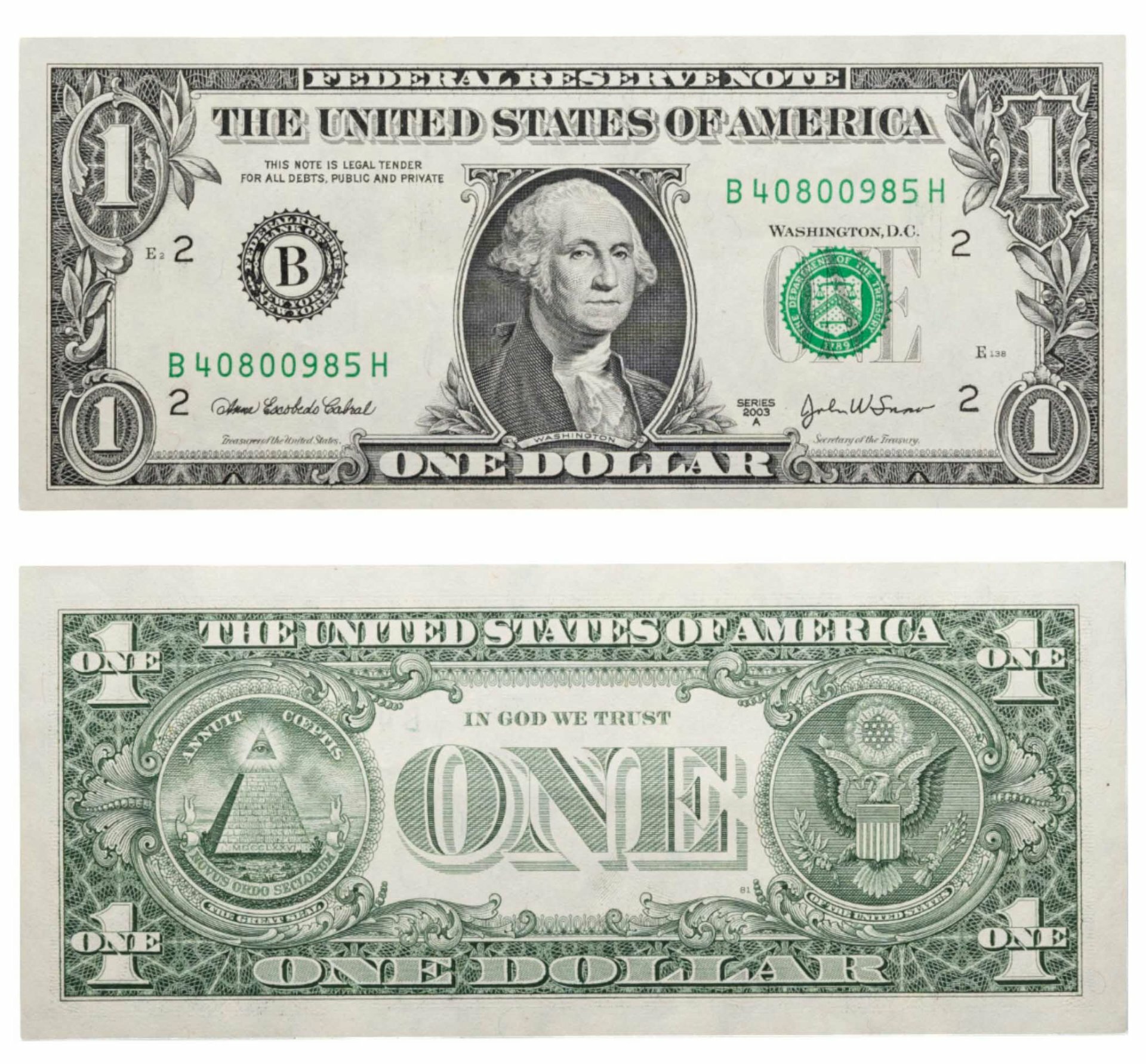 США 1 доллар 2003А Pick 515b B -Нью Йорк