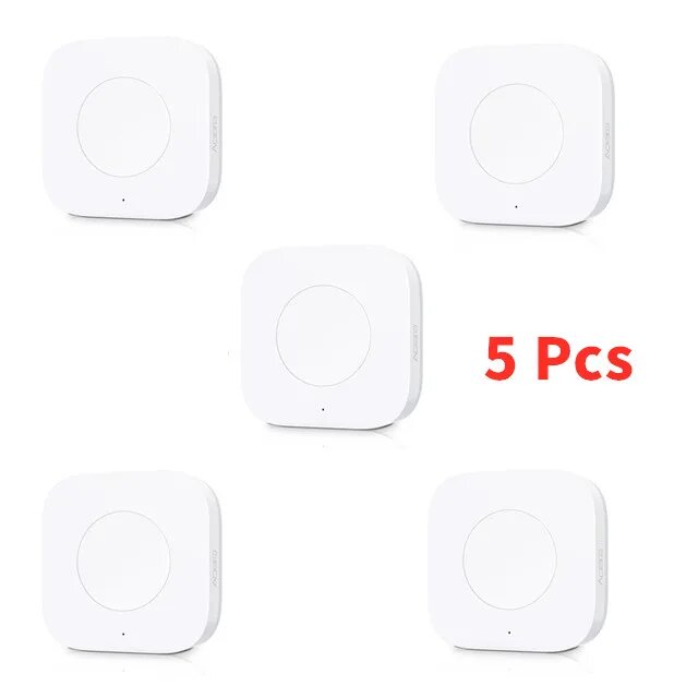 Аксессуар Aqara Mini Wireless Switch с подключением Zigbee, универсальная кнопка для трехпроводного управления умными домами, совместимая с Apple HomeKit — 5 штук