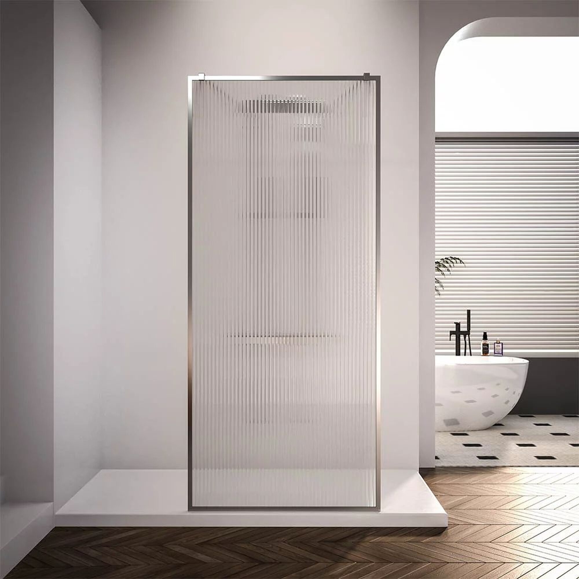Душевая перегородка Veconi Korato KR-90F, 110 см, стекло рифленое осветленное, профиль хром глянцевый KR90F-110-08-C4