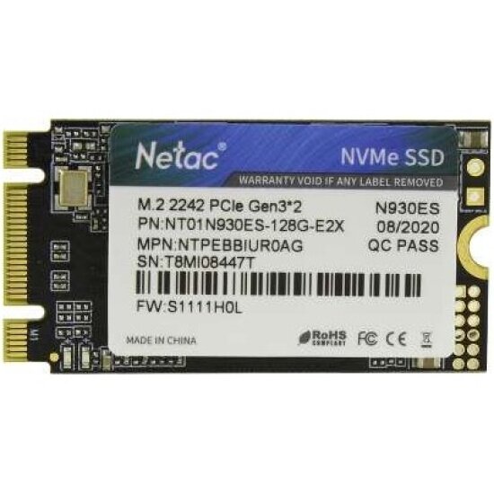 Накопитель SSD Netac SSD NV30ES 128GB PCIe 3 x4 M.2 2242