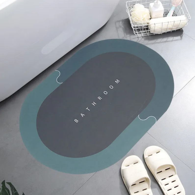 Противоскользящий впитывающий коврик для ванной комнаты 60*40, зеленый