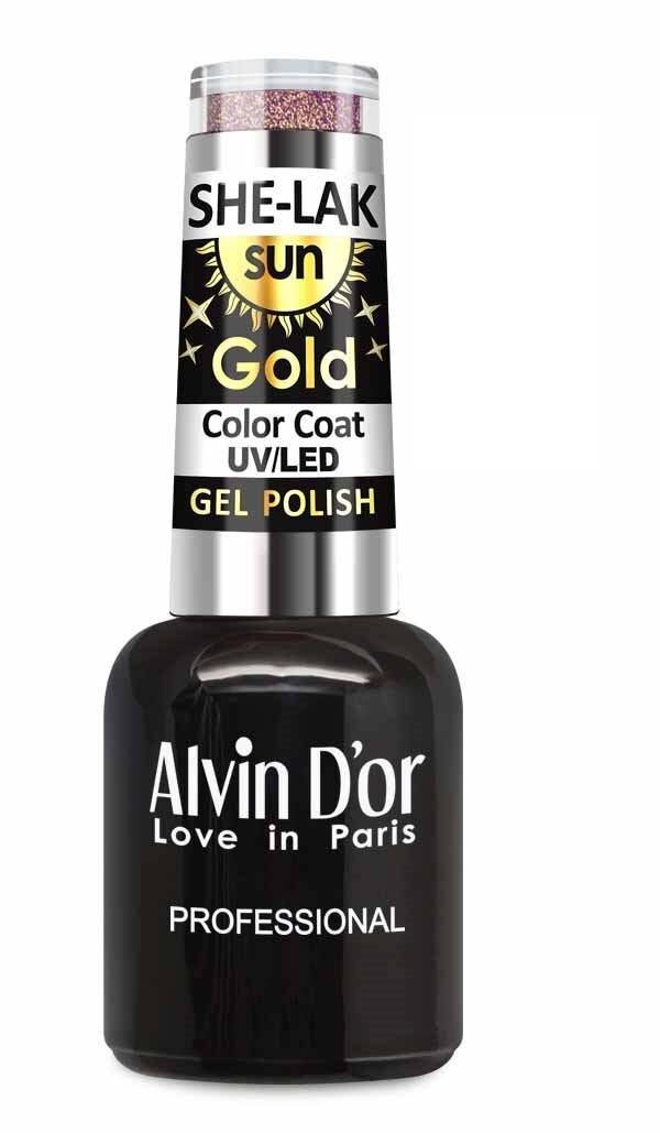 Alvin D'or, Гель лак для ногтей SHE-LAK Sun Gold тон 09 солнечная фиалка