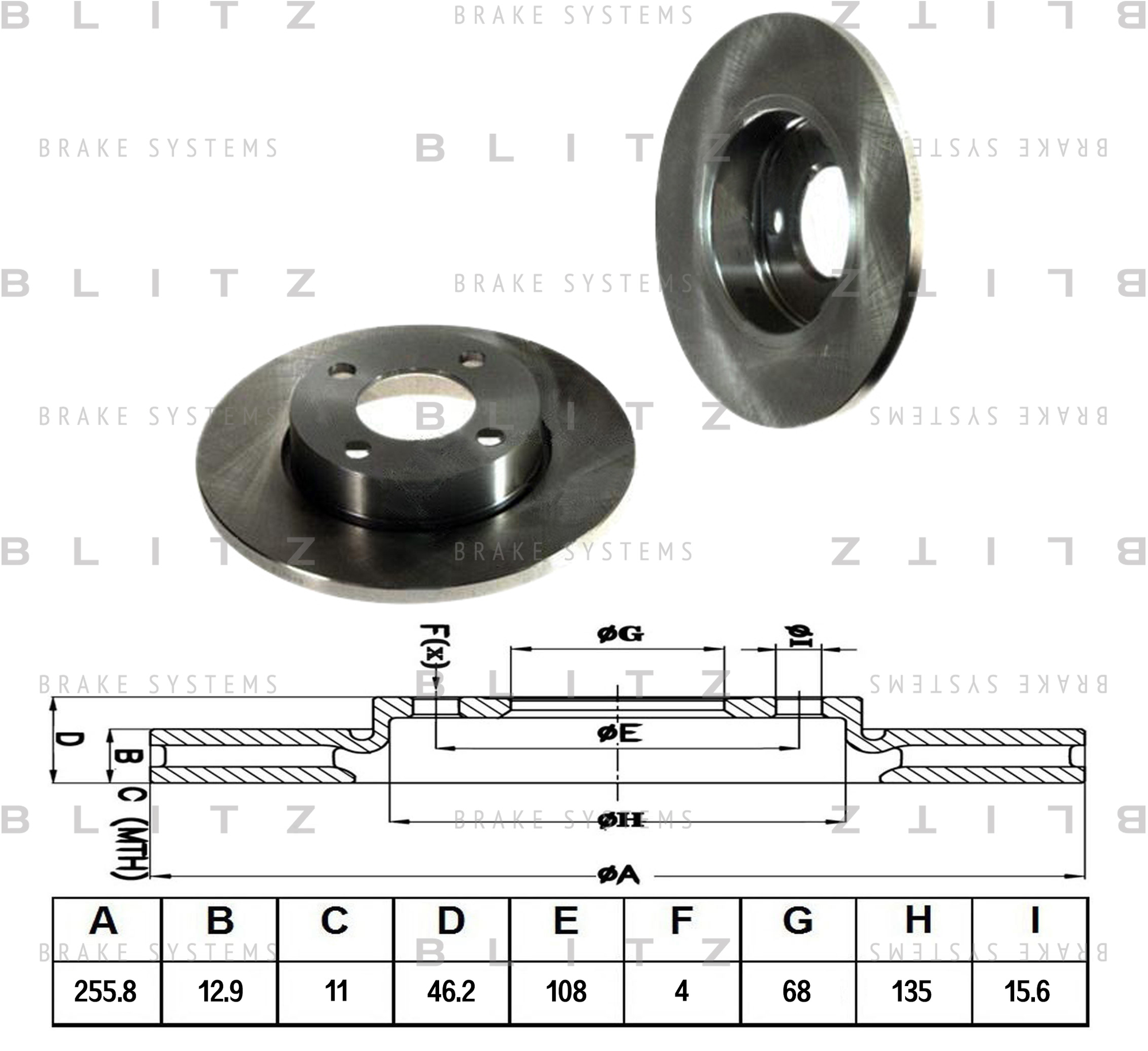 BLITZ BS0100 диск тормозной передний