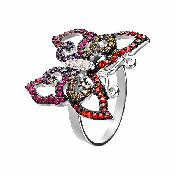 Кольцо, серебро, 925 проба, фианит