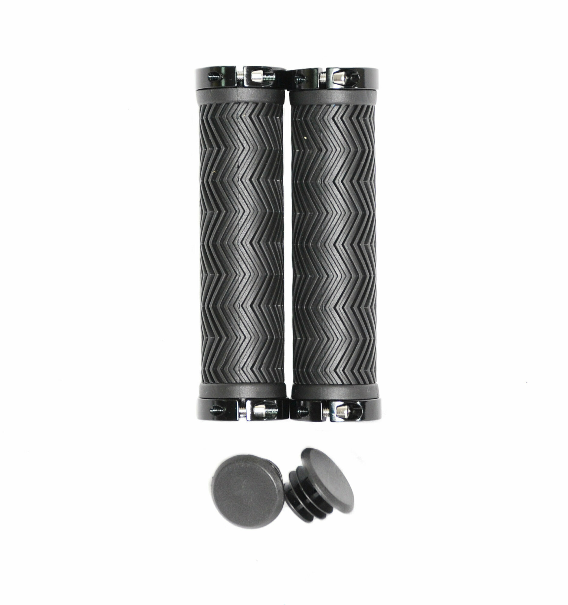 Ручки на руль для велосипеда грипсы H240 TwoSideLock 130мм резиновые, 2 фиксатора, противоскользящие, черные