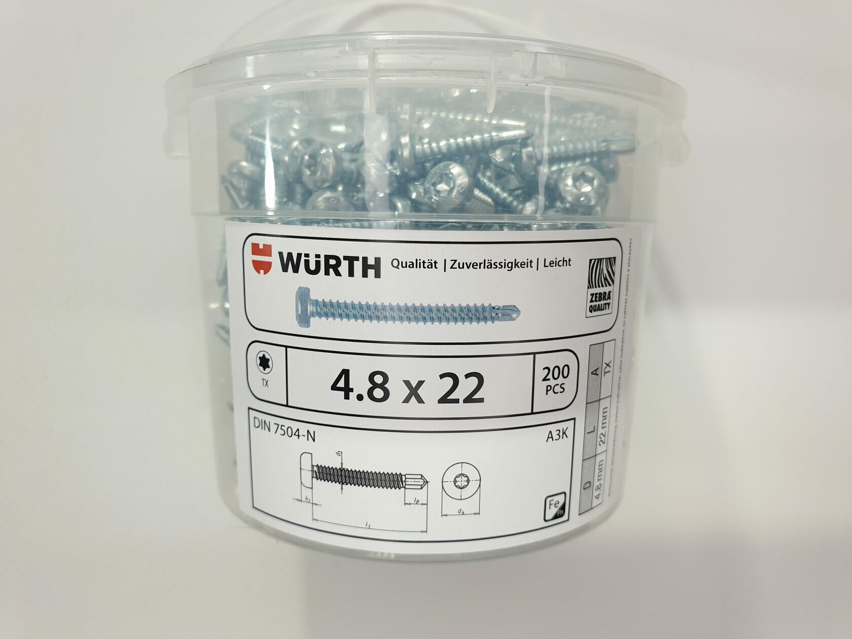 Саморез по металлу DIN 7504-N 4.8x22 (200 pcs) WURTH, Германия