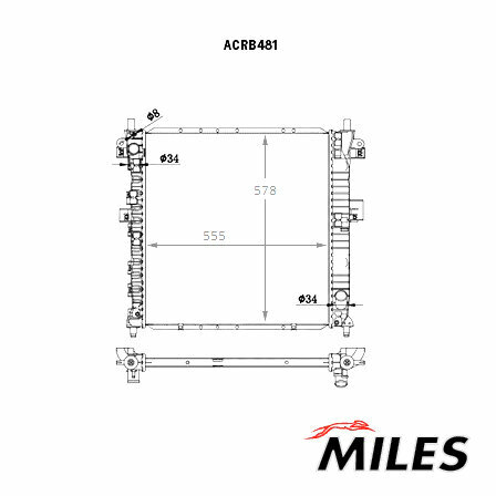 Miles Радиатор SSANGYONG ACTYON/KYRON 2.0-2.3 M/T (паяный) 06-