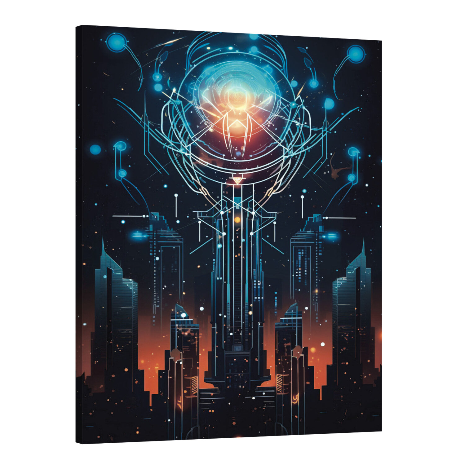 Интерьерная картина 50х70 "Абстракция ночной город"