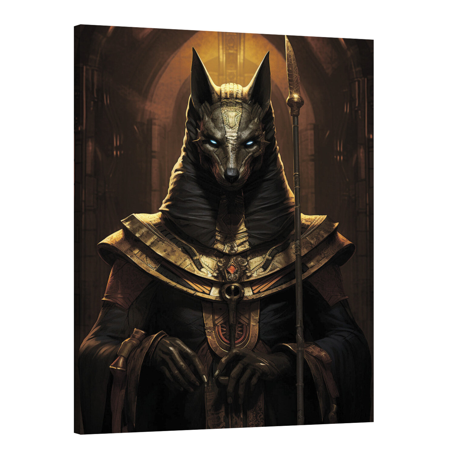 Интерьерная картина 50х70 "Анубис: воплощение верности и преданности"