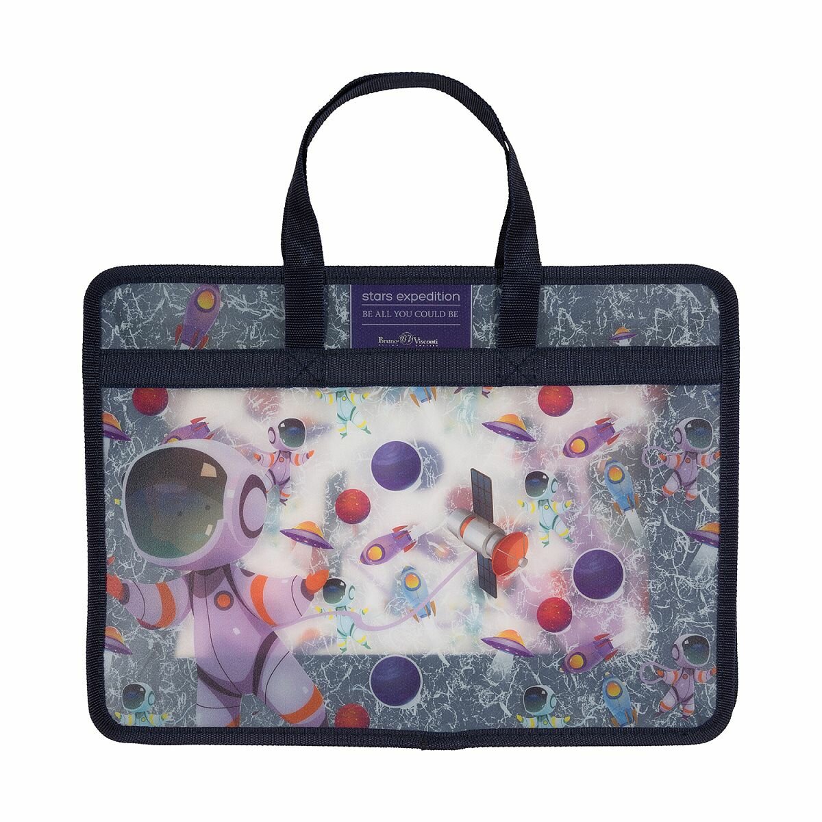 Папка-портфель на молнии Bruno Visconti А4 (34 х 25 х 9,5 см) "космос" Арт. 14-034/12