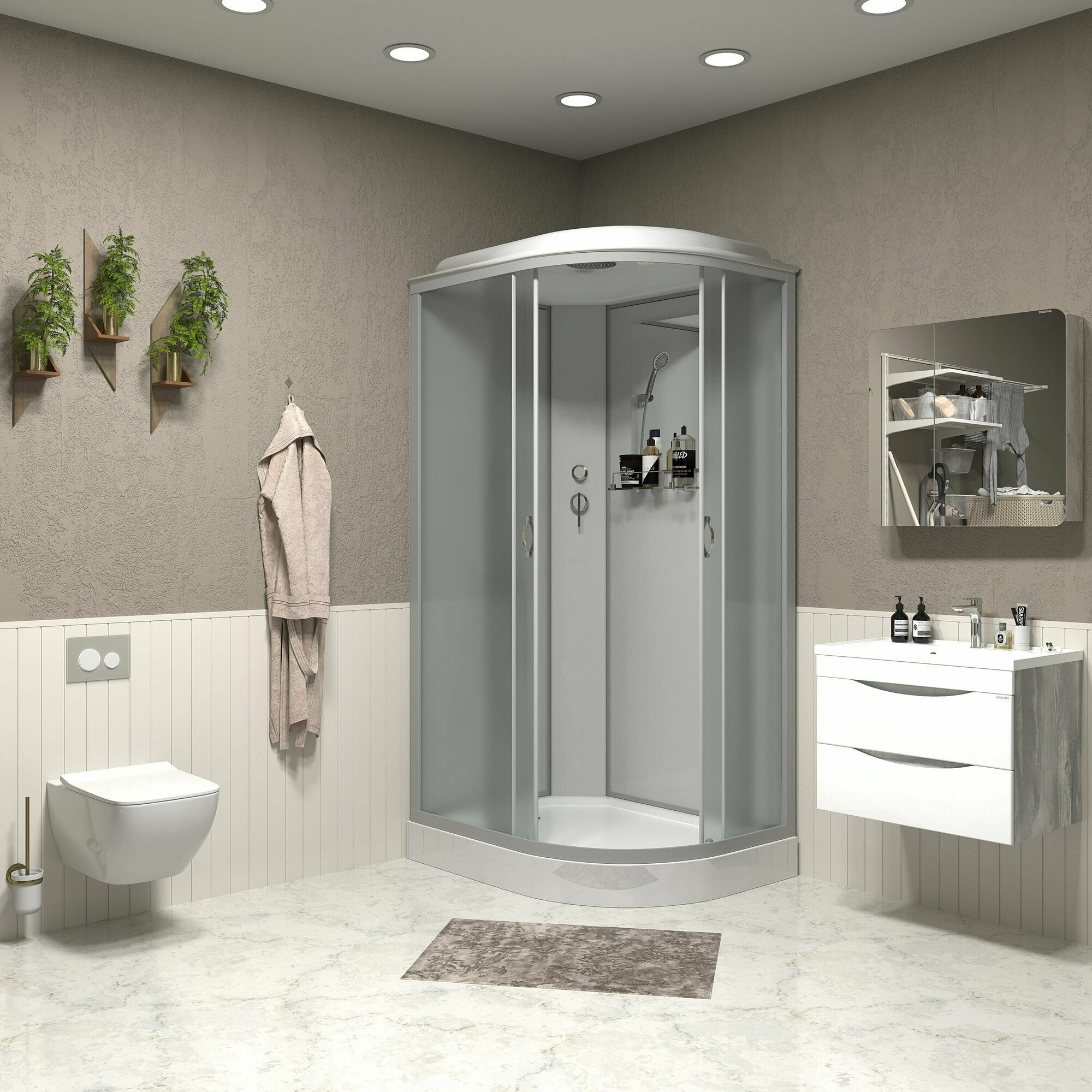 Душевая кабина Niagara NG-3312-14L (1200х800х2150) низкий поддон (13см) стекло матовое