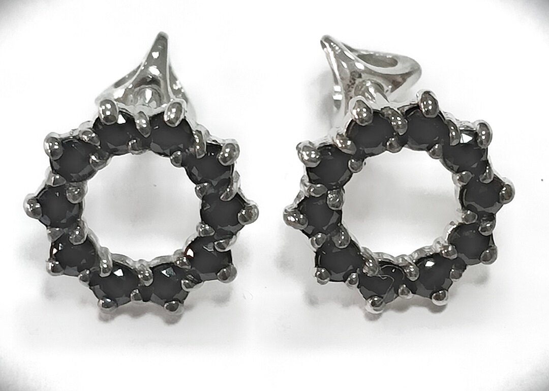 Серьги пусеты, серебро, 925 проба, родирование, шпинель