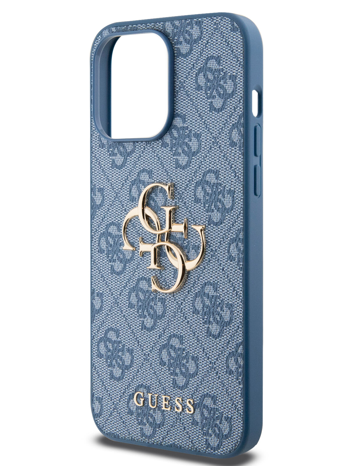 Guess для iPhone 15 Pro Max чехол PU 4G Big metal logo Hard Blue