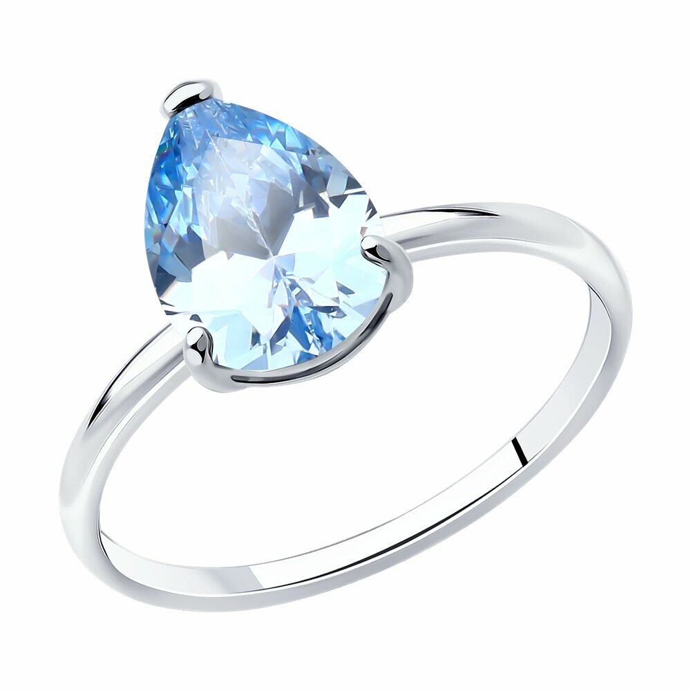 Кольцо, серебро, 925 проба, родирование, фианит