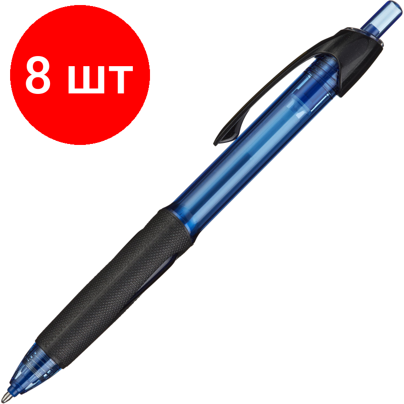 Комплект 8 штук, Ручка шариковая автомат. Uni ECO Powertank 0.4, син, масл, манж SN-220