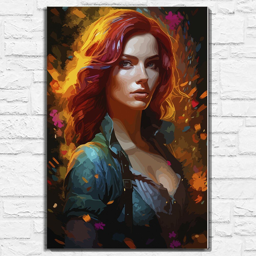 Картина по номерам на холсте игра Ведьмак 3 (Трисс, Witcher 3, PS, PC, XBOX, SWITCH) - 13594 В 60x40