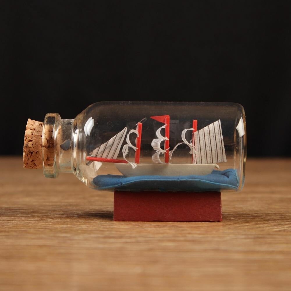 Корабль сувенирный "Тимур", в бутылке, горизонт. 6*2,5*3,5см