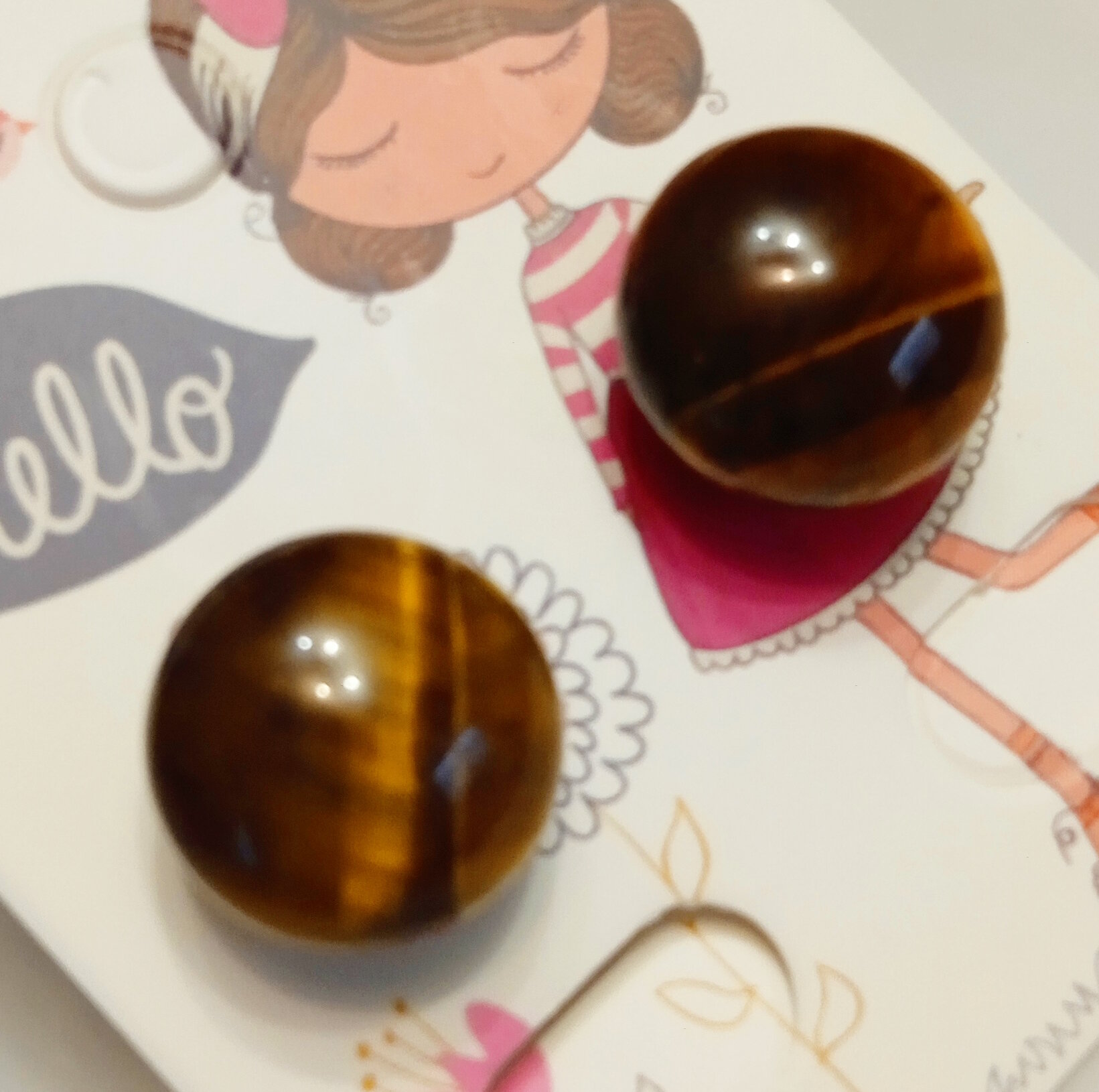 Комплект серег, тигровый глаз, нефрит, аметист, лазурит, кварц