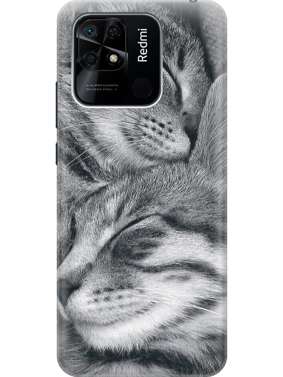 Силиконовый чехол на Xiaomi Redmi 10C, Сяоми Редми 10С с принтом "Милующиеся котики"